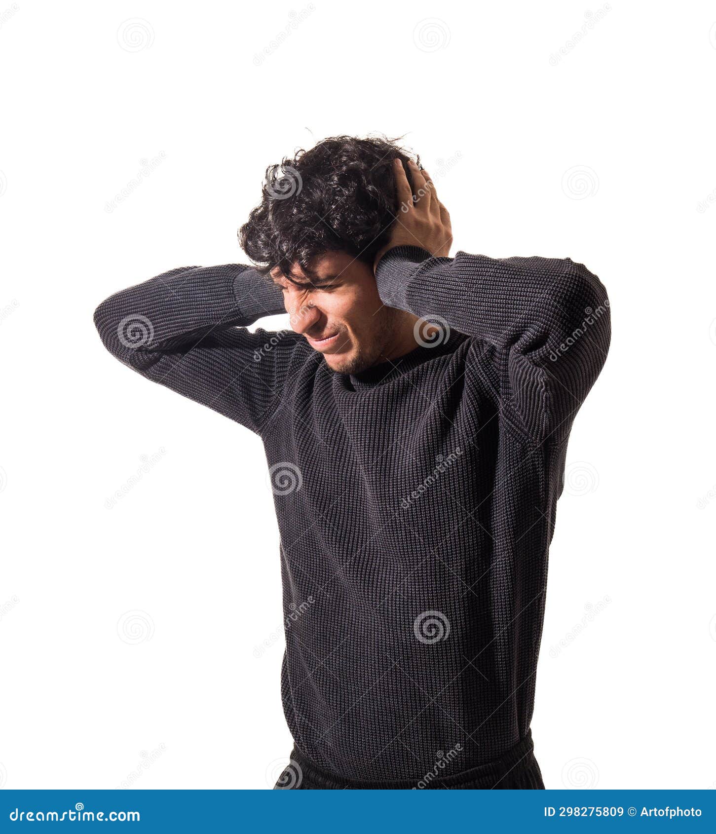 A Man in Despair with His Hands Clasped on His Head Stock Image - Image ...