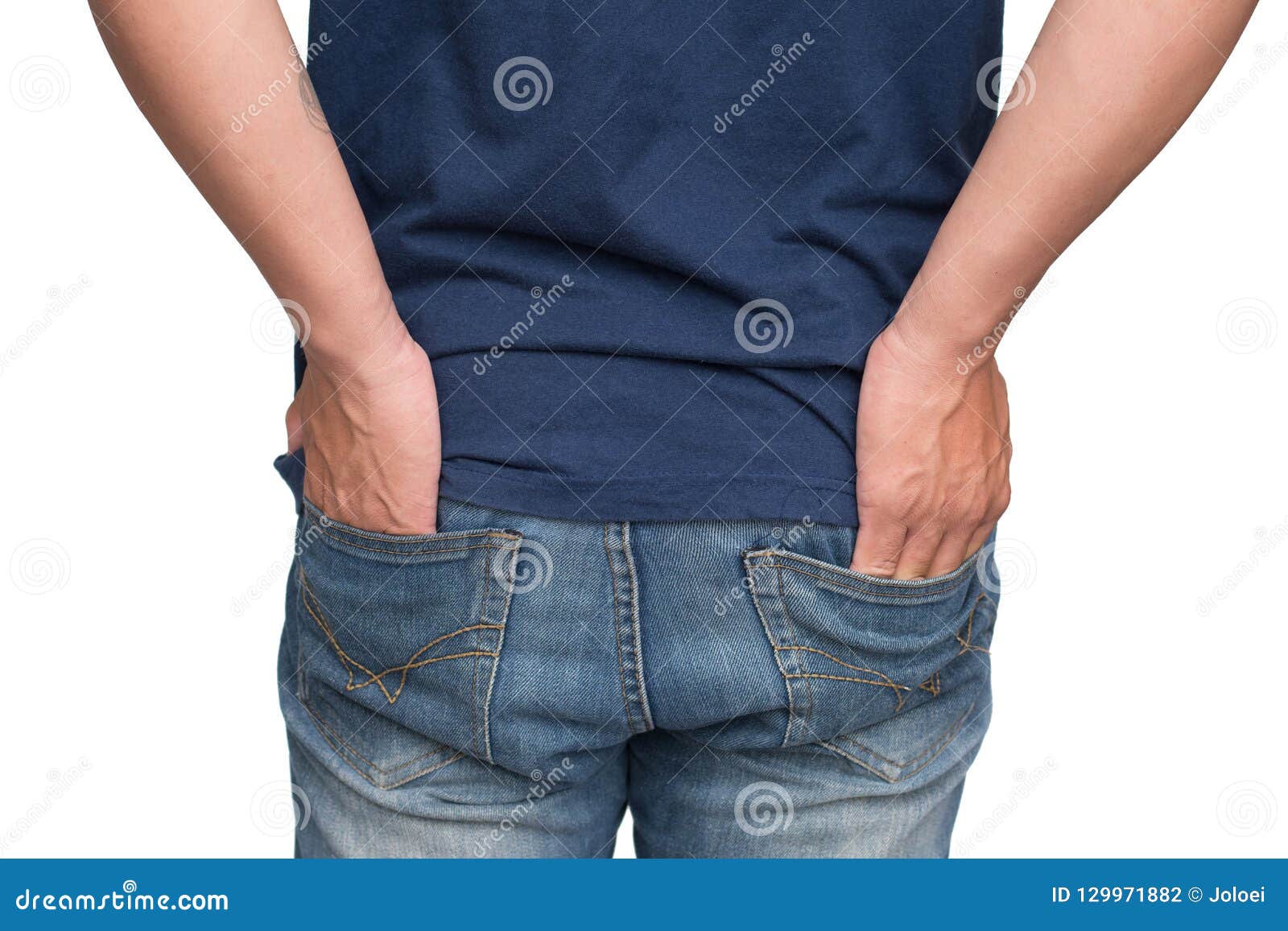 A Man with His Hands in Jeans Pockets. Stock Photo - Image of young ...