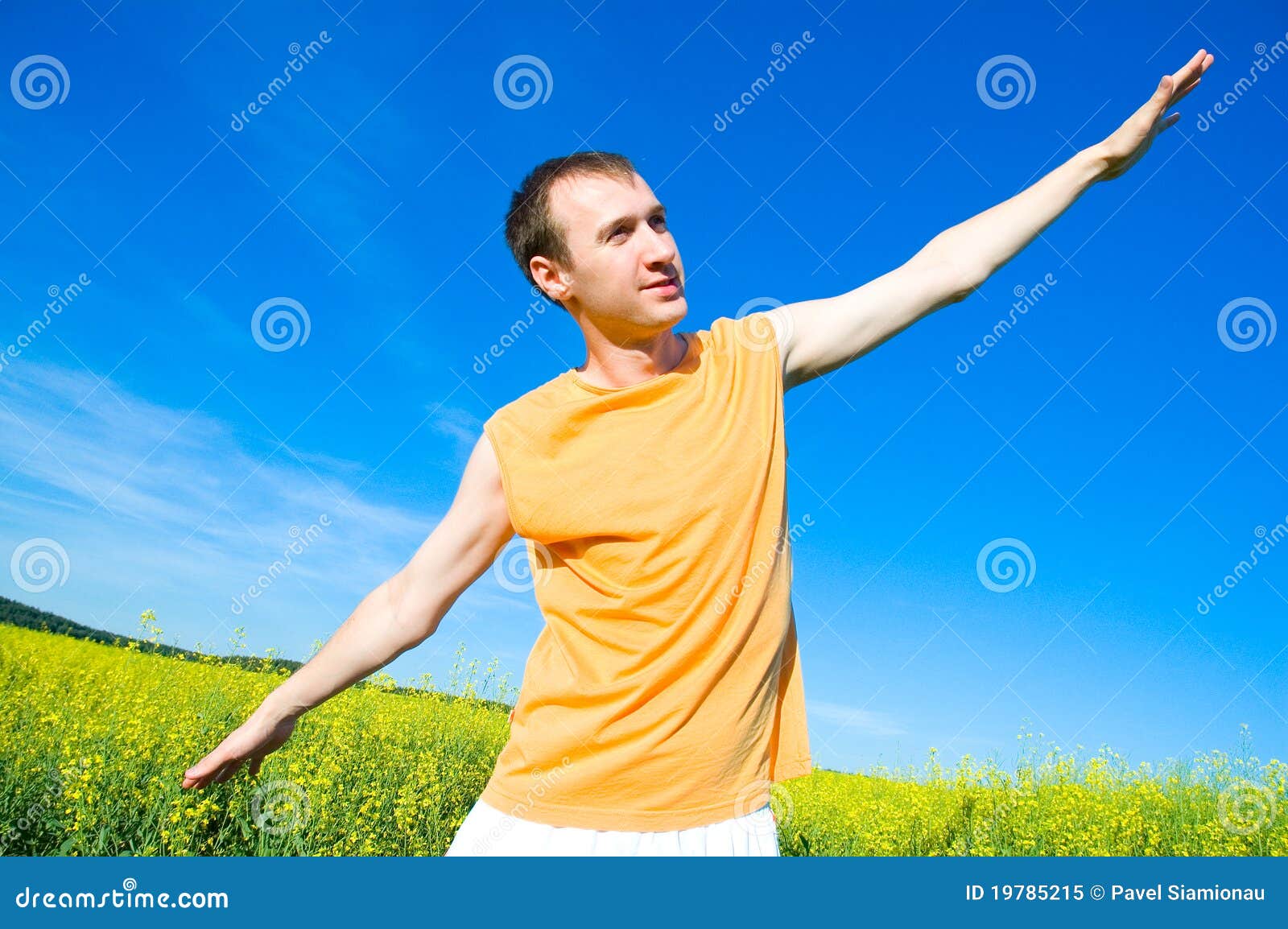 Man with his hands up stock image. Image of leisure, body - 19785215