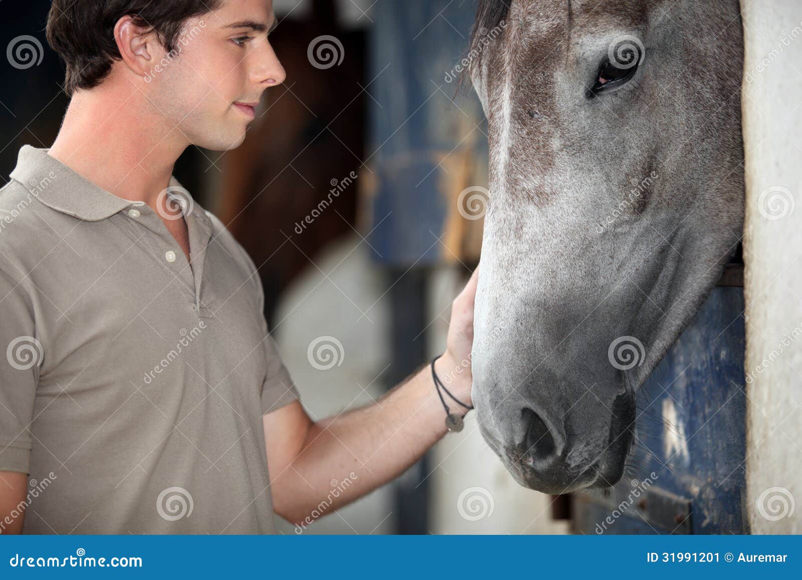 Man with his horse stock image. Image of poll, fond, animal - 31991201
