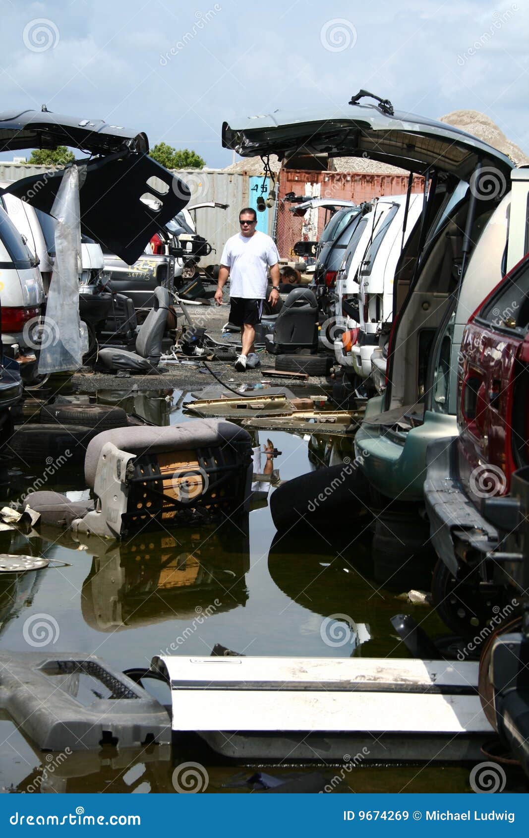 Man and His Junk Yard stock image. Image of metallic, dumped - 9674269