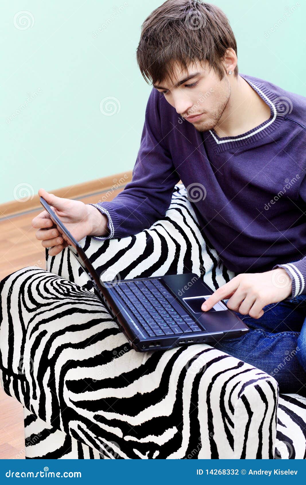 Man with his laptop stock photo. Image of handsome, happy - 14268332