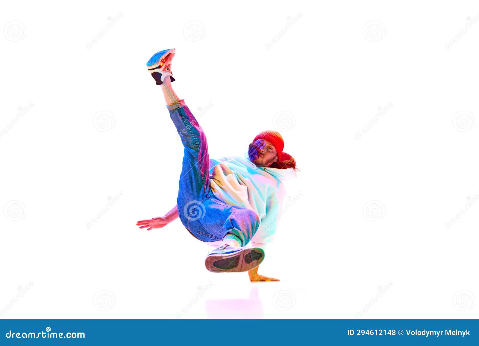 Man in His 30s, Dancer in Motion Isolated Over White Studio Background ...