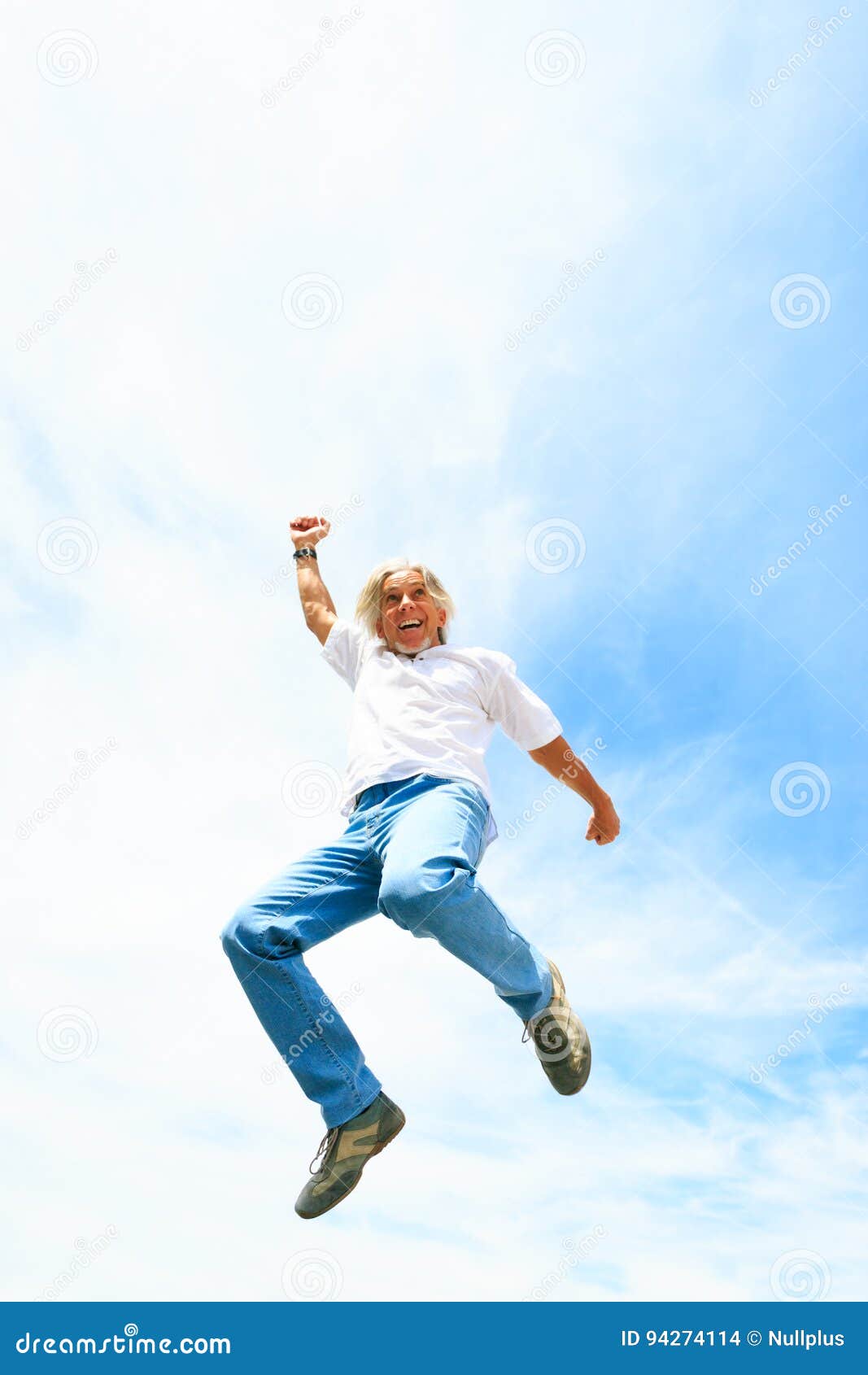 Man in His 50s Jumping High Stock Photo - Image of sports, white: 94274114