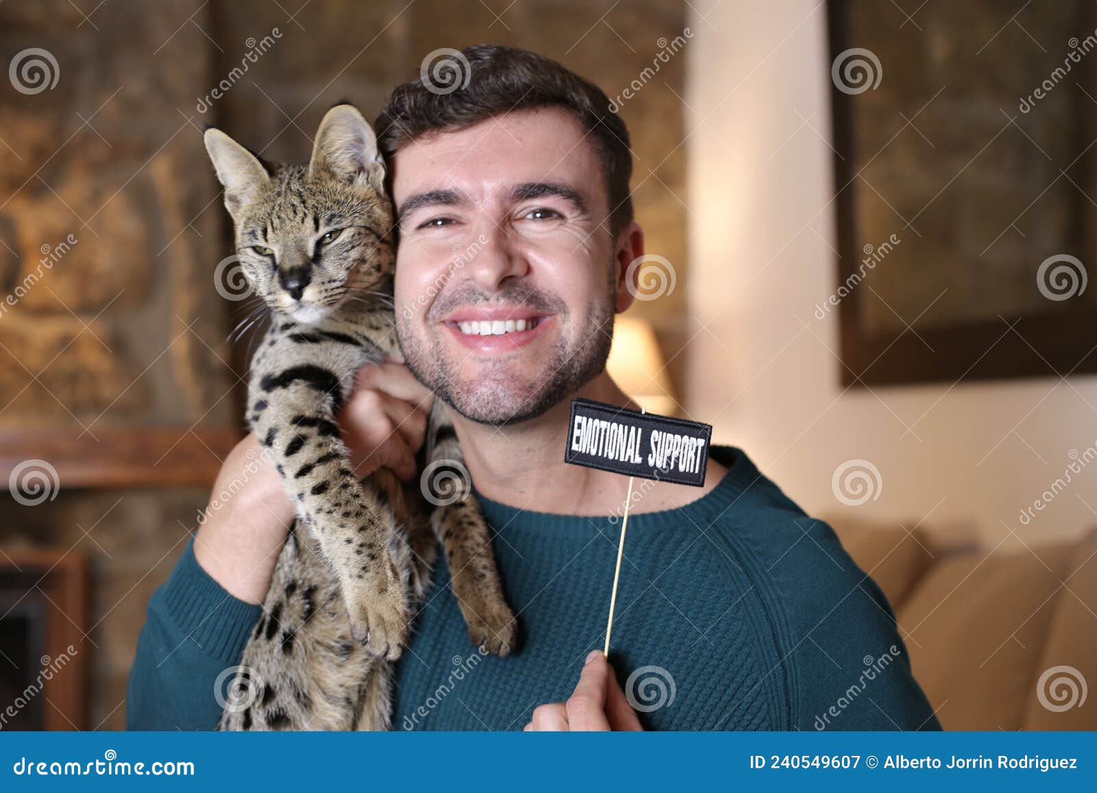 Man and his service cat stock image. Image of disabled - 240549607