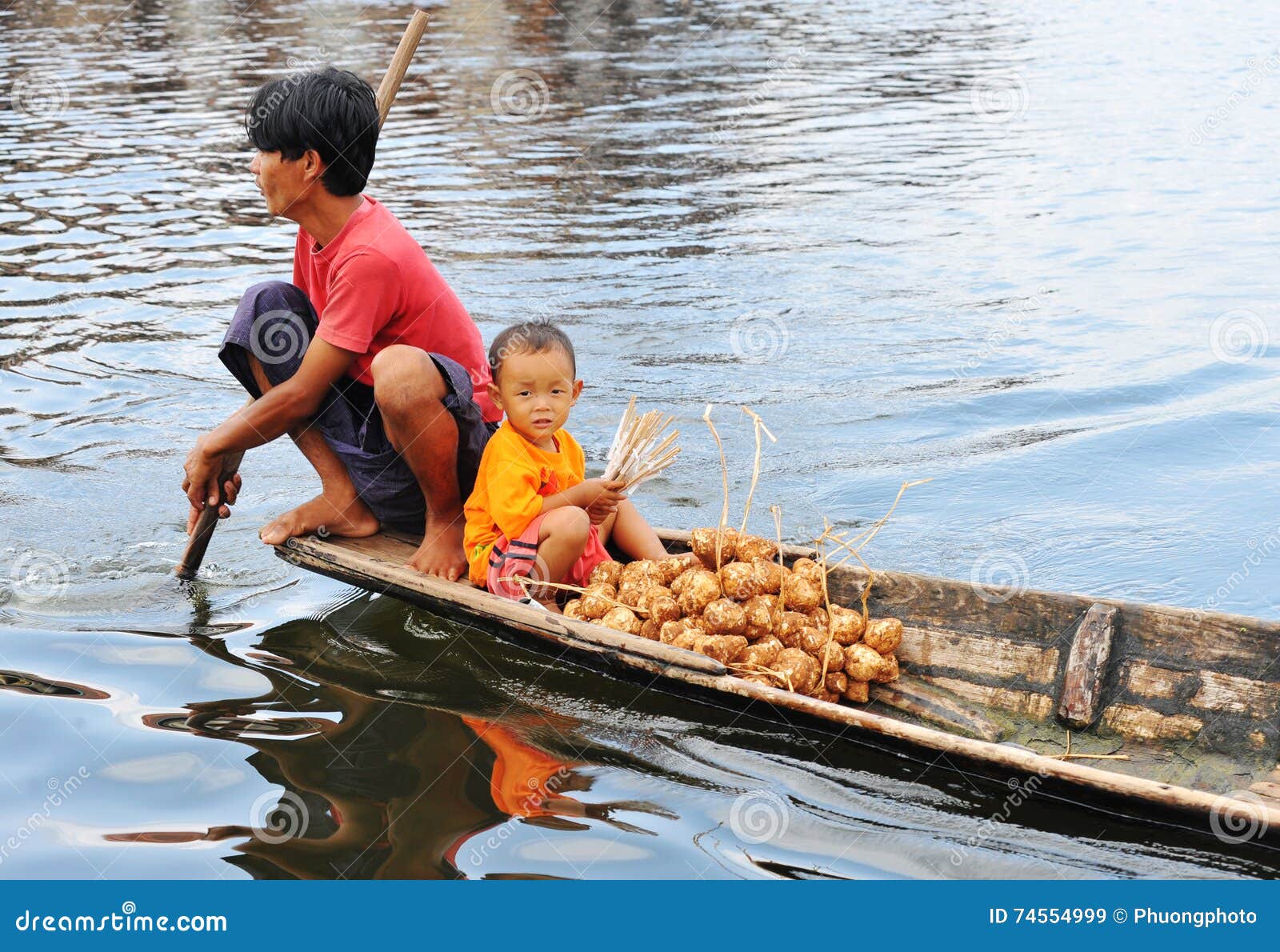 Man His Son Boat Inlay Myanmar Stock Photos - Free & Royalty-Free Stock ...