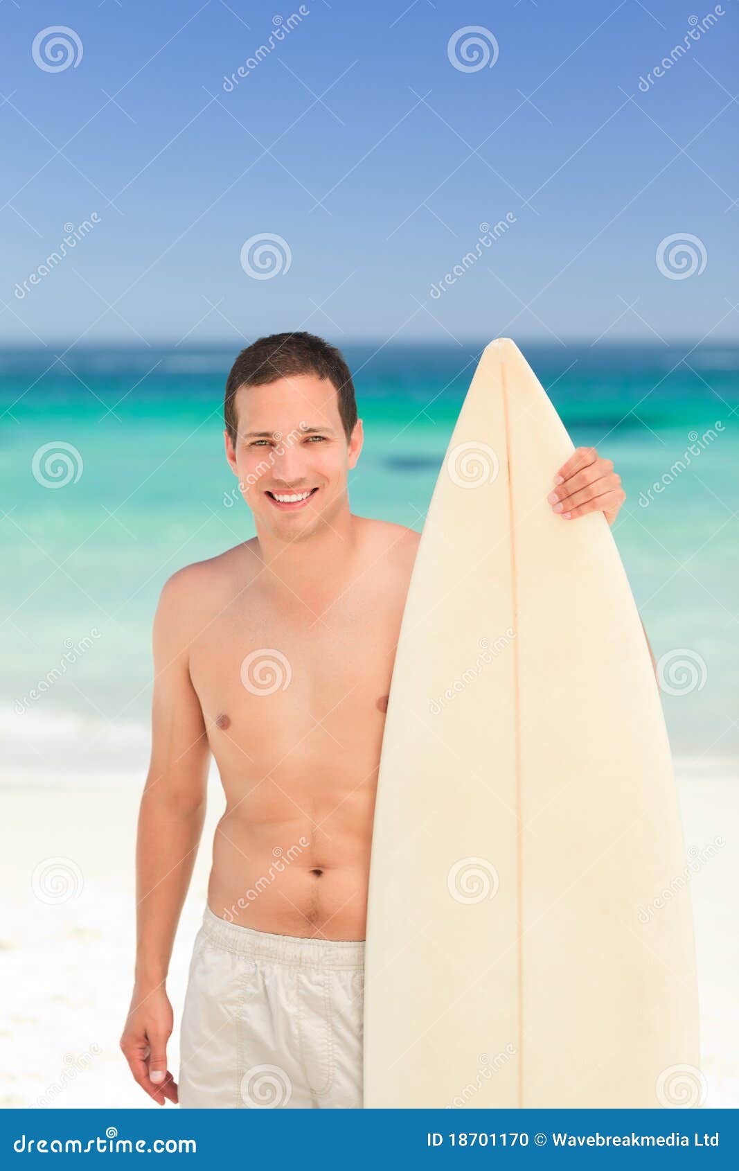 Man with his surfboard stock photo. Image of wave, sunny - 18701170