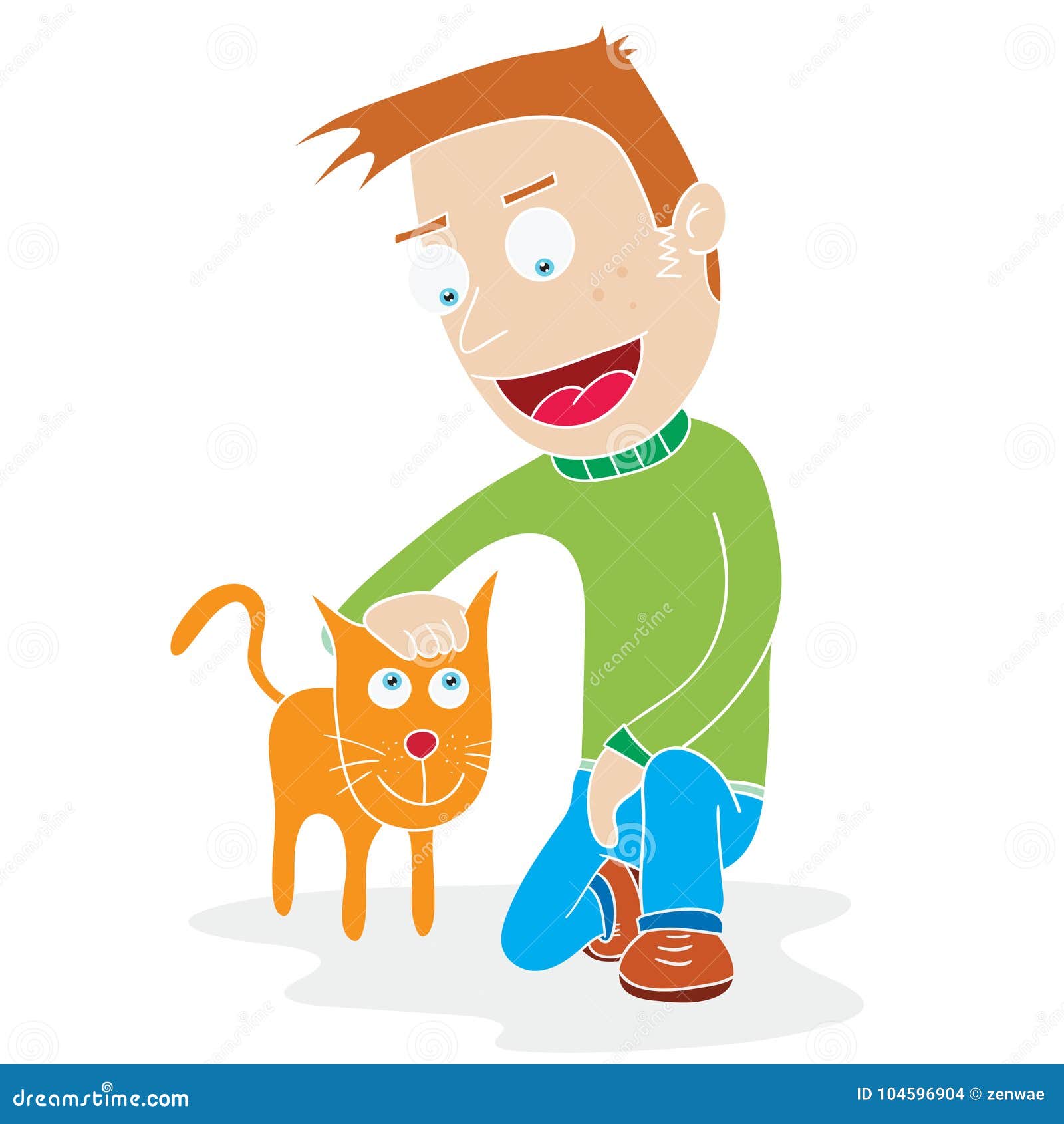 Man and his tame cat stock vector. Illustration of cartoon - 104596904