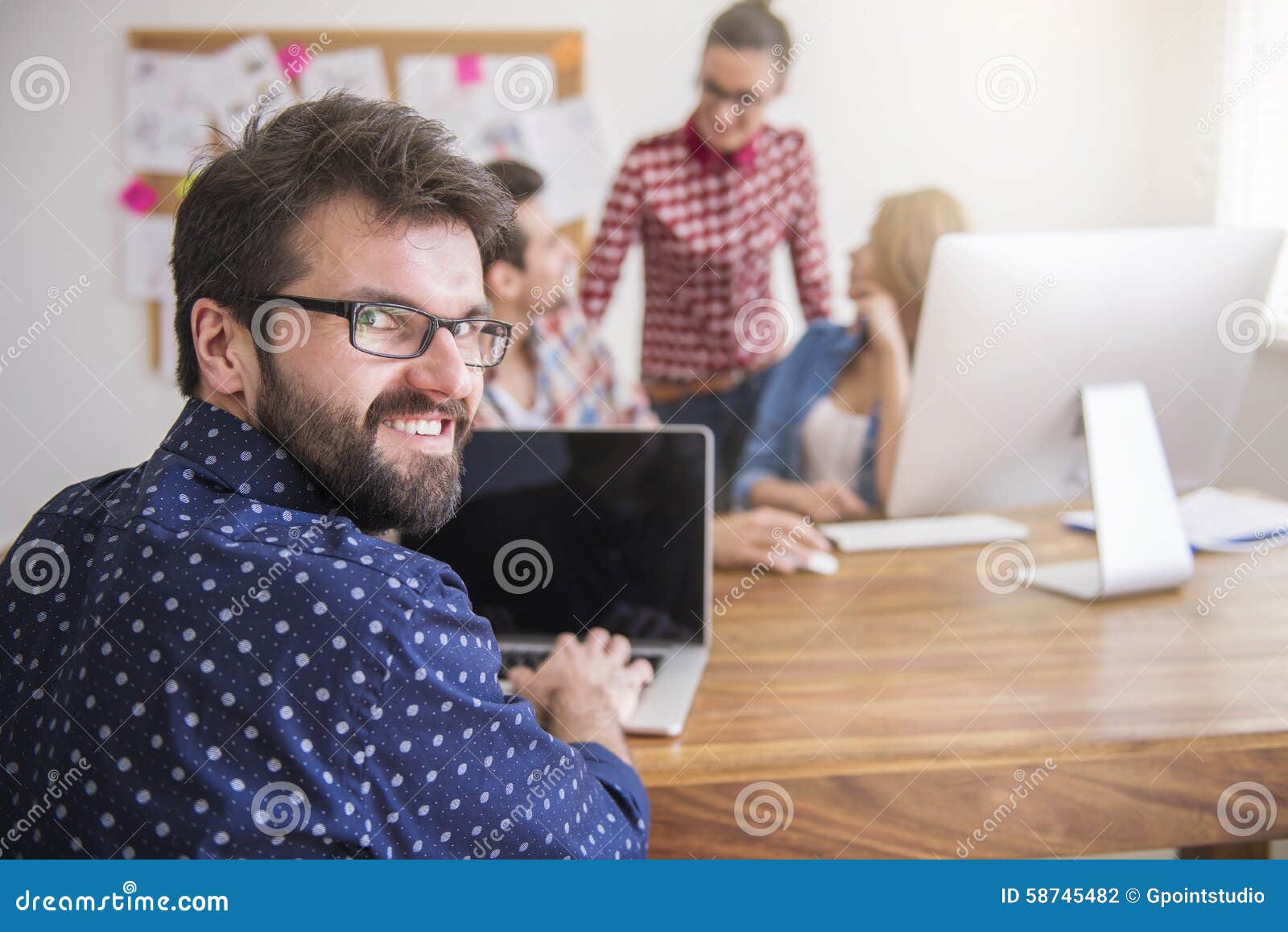MAn with His Team in the Office Stock Photo - Image of collar ...