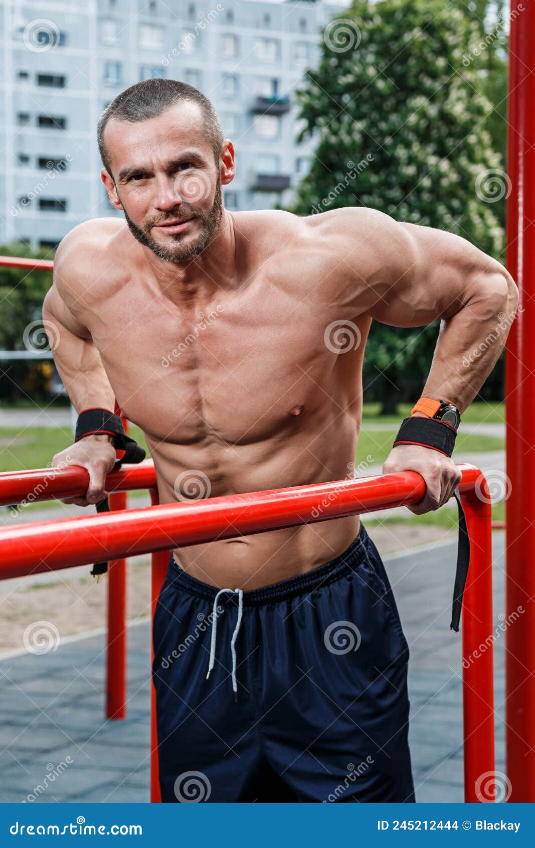 Man during His Workout on the Street Stock Photo - Image of physique ...