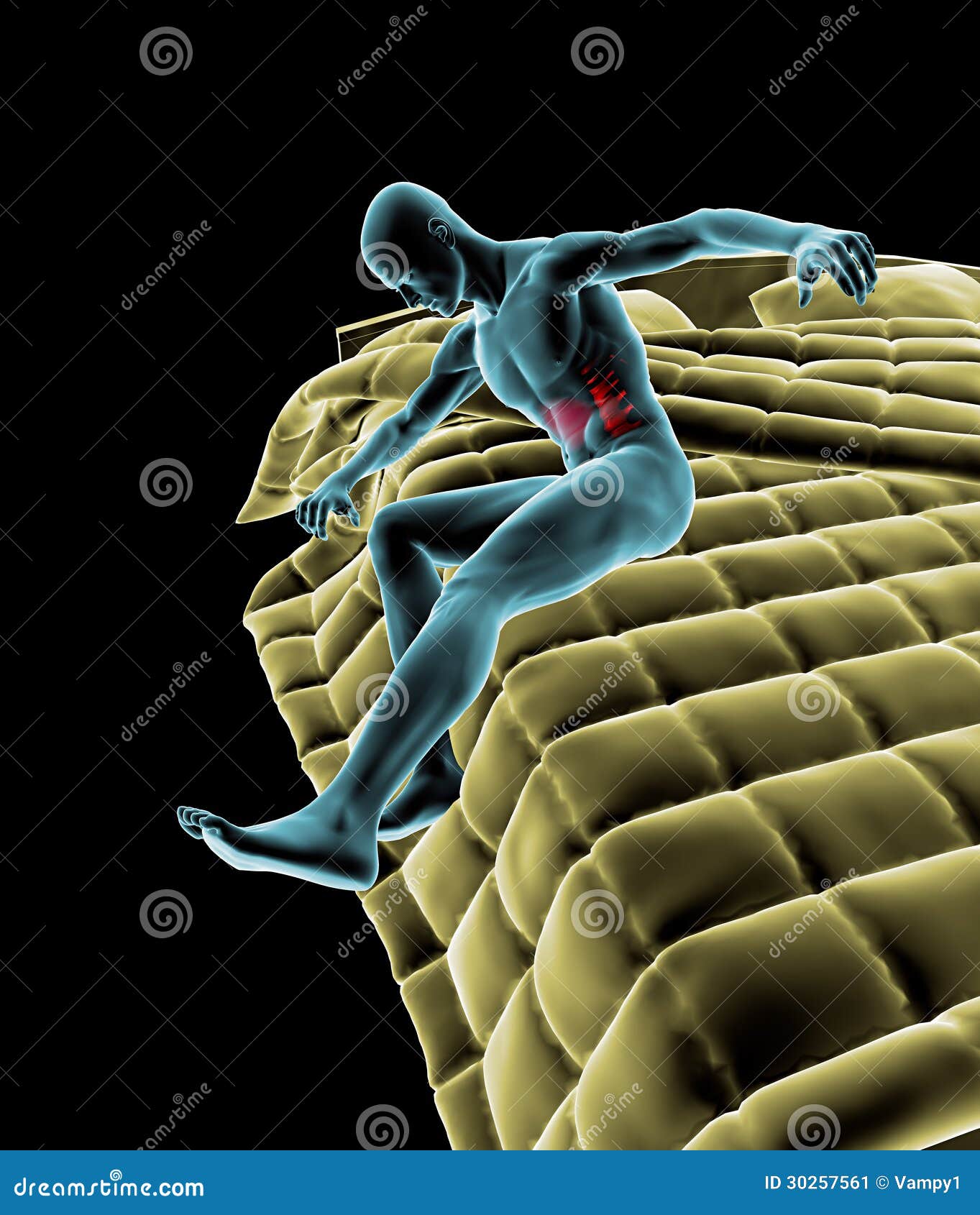 Man hit by back pain stock illustration. Illustration of muscles - 30257561