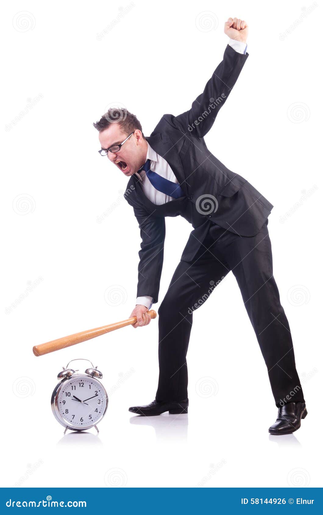 Man Hitting the Clock with Baseball Bat Stock Photo - Image of ...