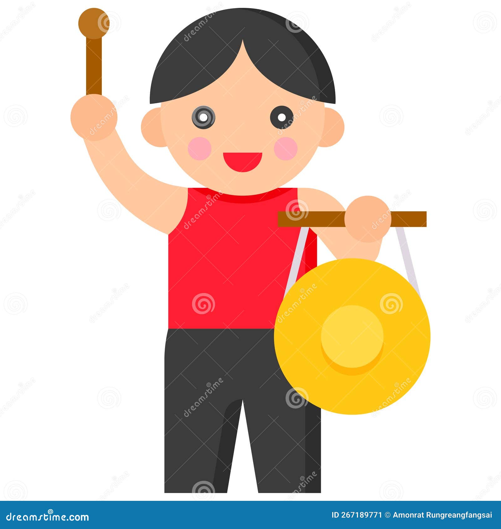 Man Hitting Gong Icon, Lion Dance Related Vector Stock Vector ...