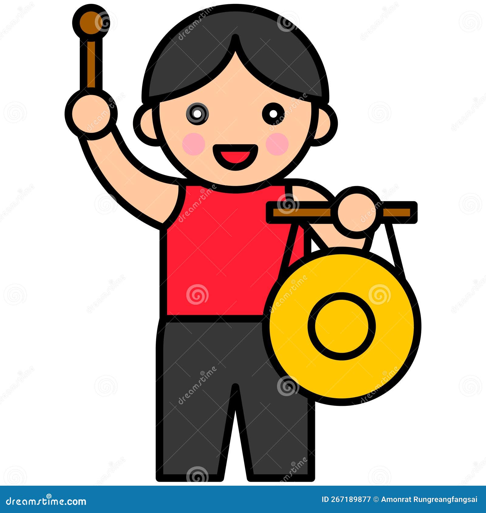 Man Hitting Gong Icon, Lion Dance Related Vector Stock Vector ...