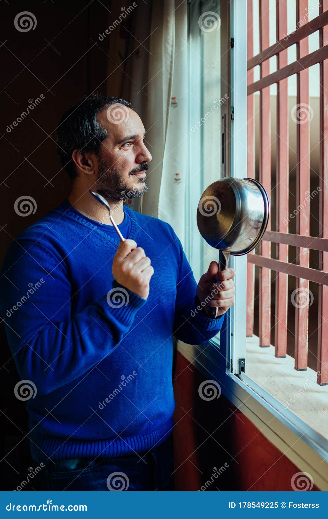 Man Hitting Pans during Casserole on House Stock Image - Image of ...