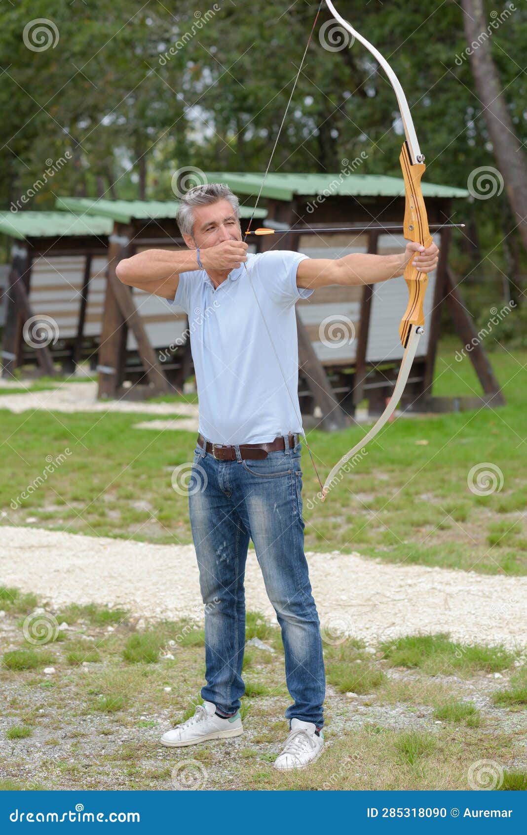 Man hitting target stock photo. Image of archery, pull - 285318090