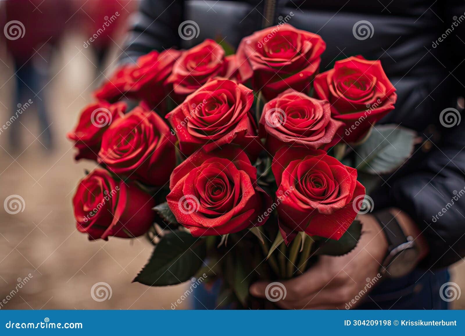 Man Hold a Bunch of Red Roses AI Generated Stock Photo - Image of ...