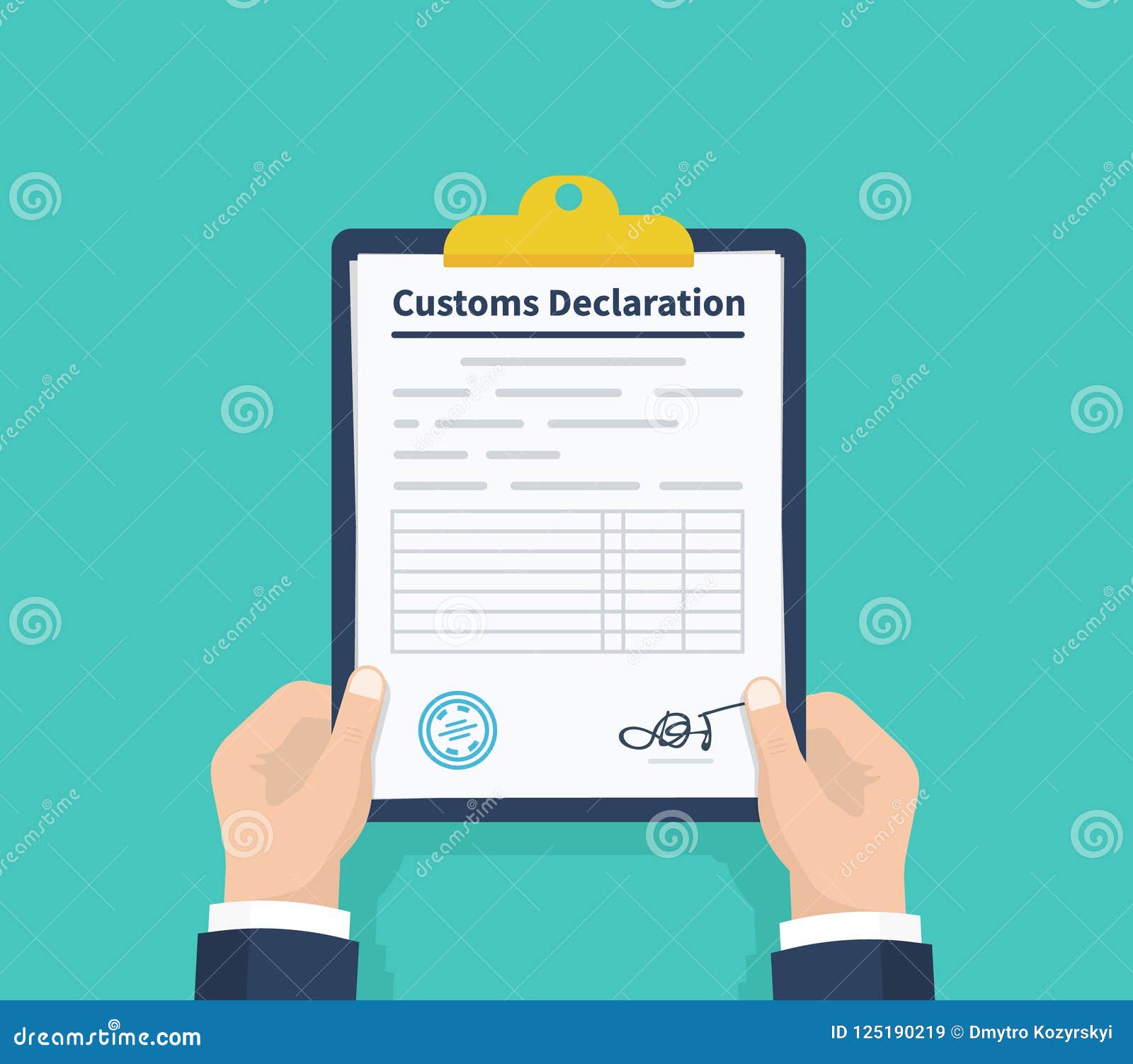 Man Hold Declaration. Checklist Holding The Clipboard. Paperwork ...