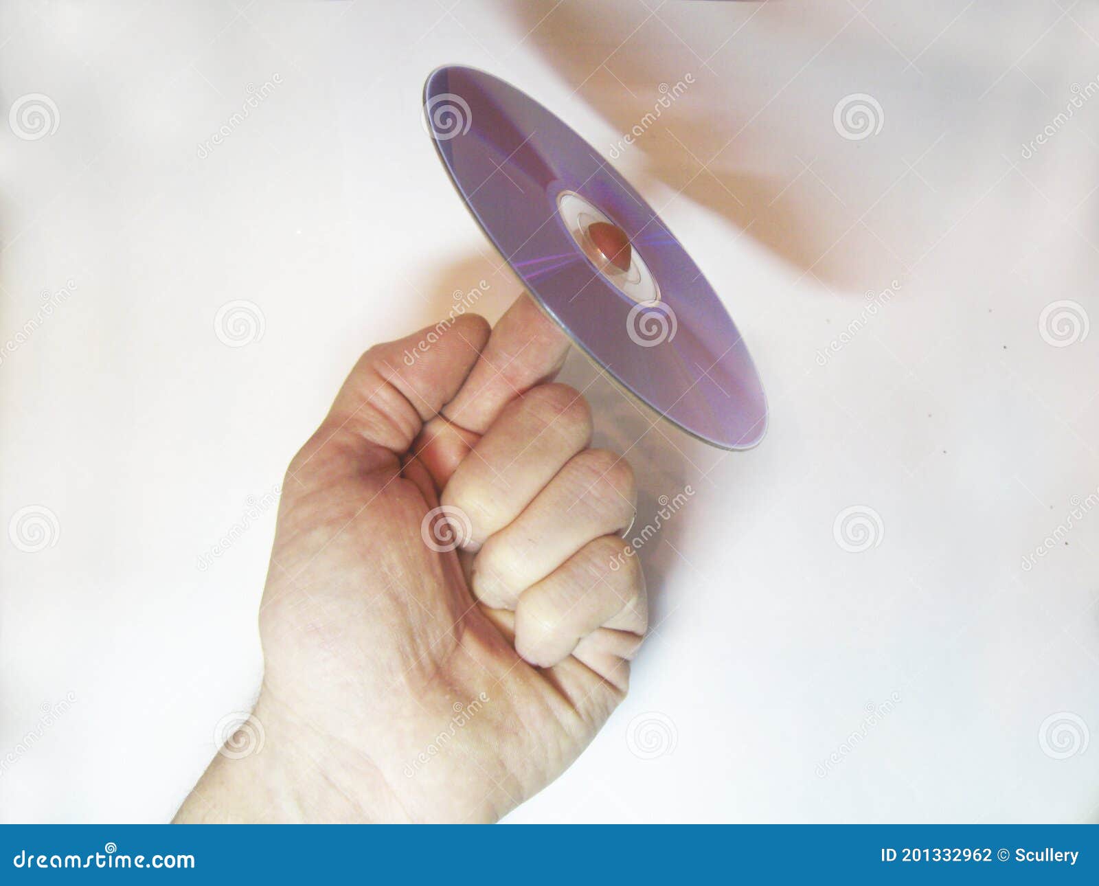 Man Hold on the Finger Compact Disk Isolated on the White Stock Photo ...