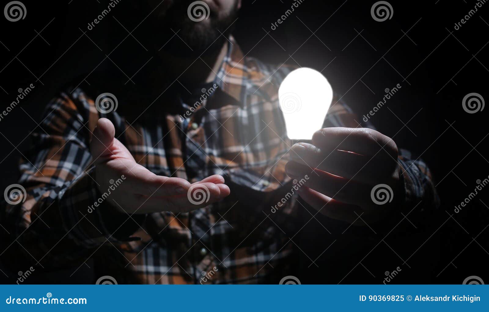 Man hold glow lamp in hand stock image. Image of electricity - 90369825