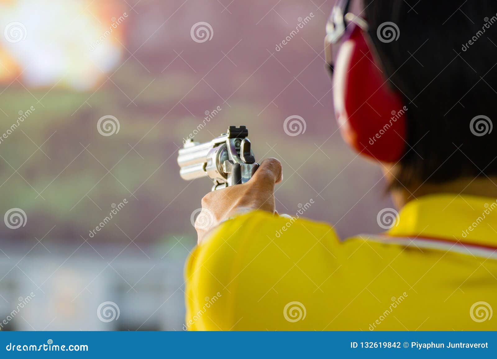 Man Hold a Gun Ready To Shoot Practicing Shooting Stock Photo - Image ...