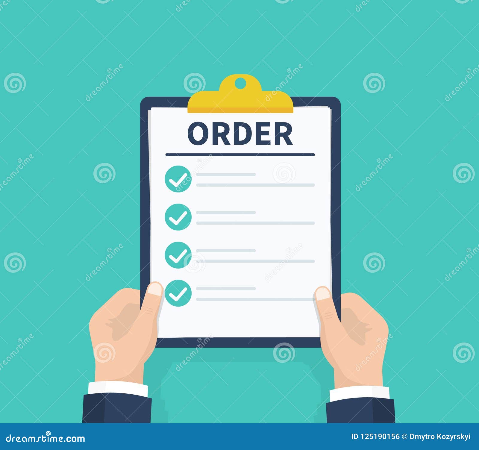 Man Hold Order. Checklist with Check Mark. Holding the Clipboard ...