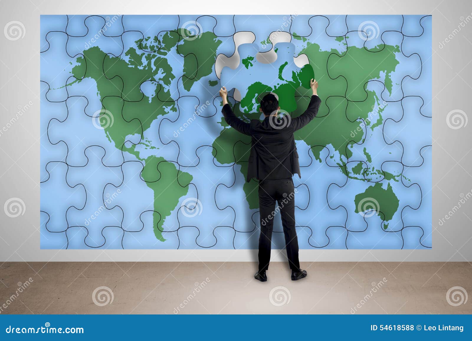 Man Hold Puzzle of World Map Stock Illustration - Illustration of ...