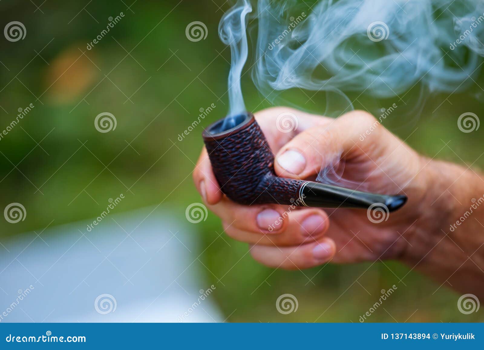 Man Hold Smoking Pipe in a Hand Stock Photo - Image of calm, coils ...
