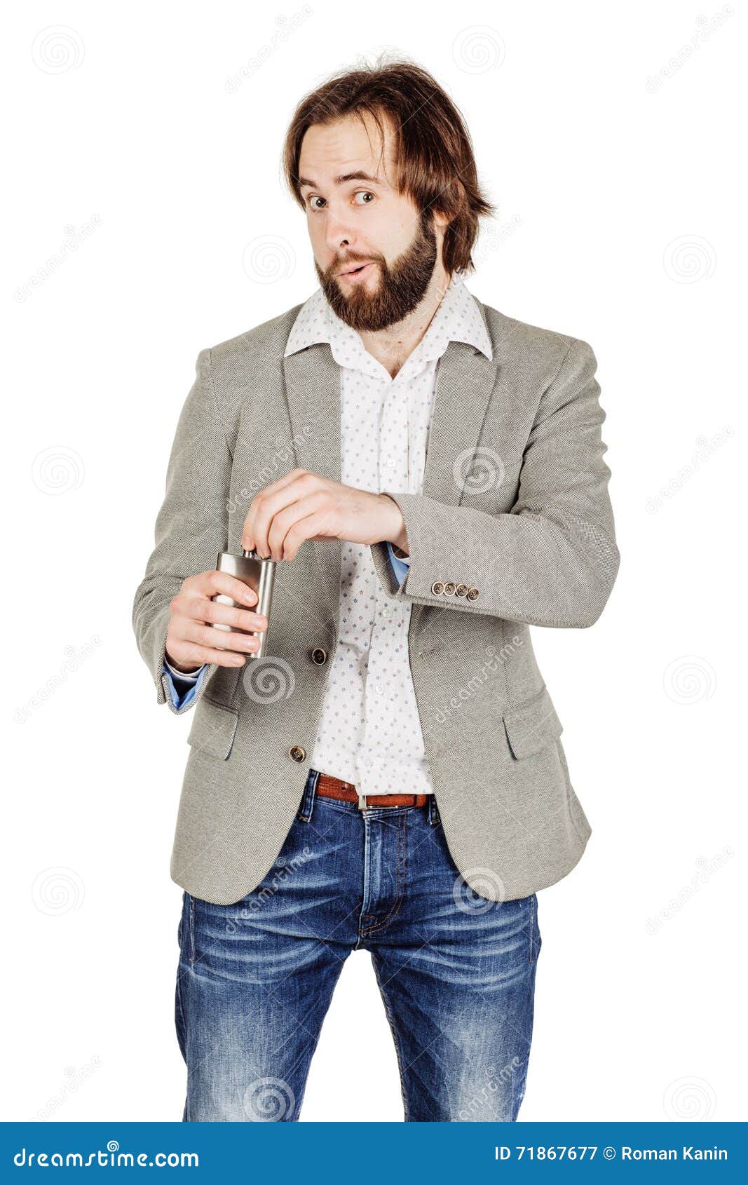 Man holding alcohol flask stock image. Image of liquor - 71867677