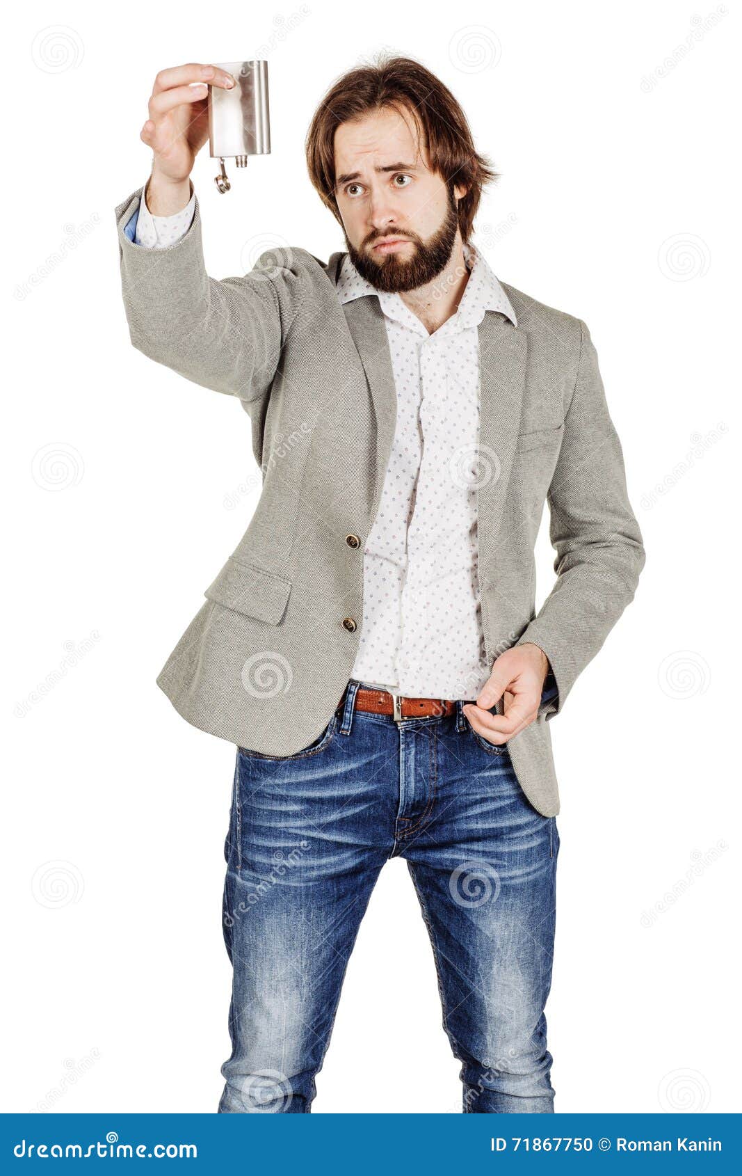 Man holding alcohol flask stock photo. Image of holding - 71867750