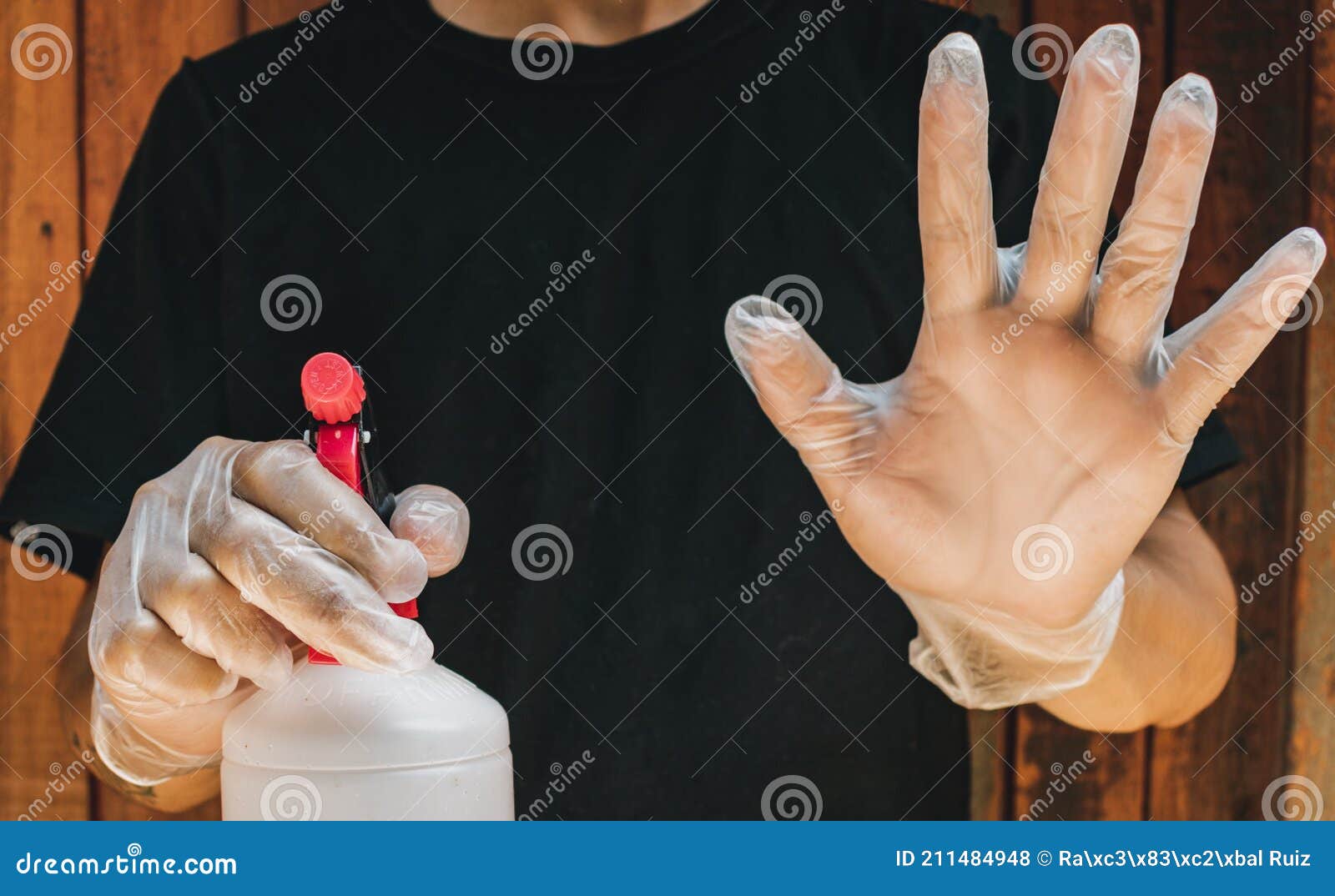Man Holding Alcohol Gel As Biosafety Protocol Stock Photo - Image of ...