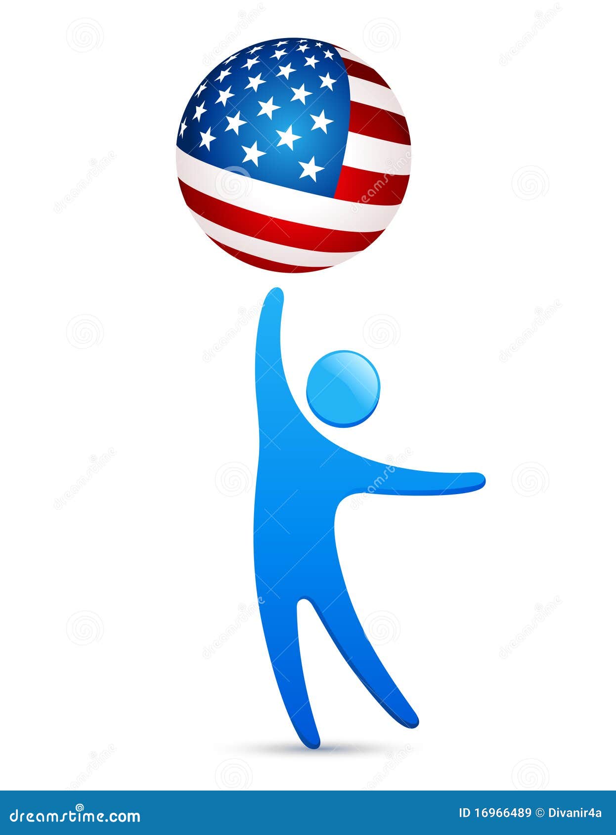 Man Holding American Flag Symbol Stock Illustration - Illustration of ...
