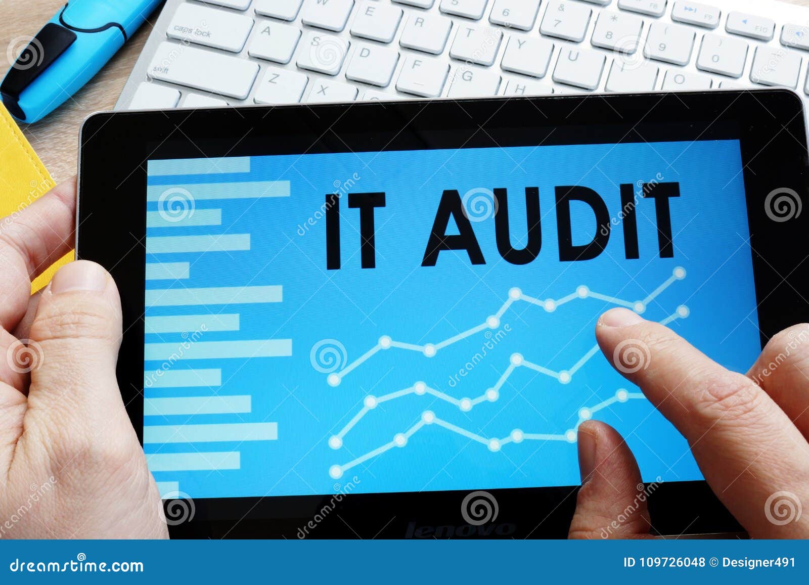 Man Holding it Audit Report. Stock Photo - Image of website, inspect ...