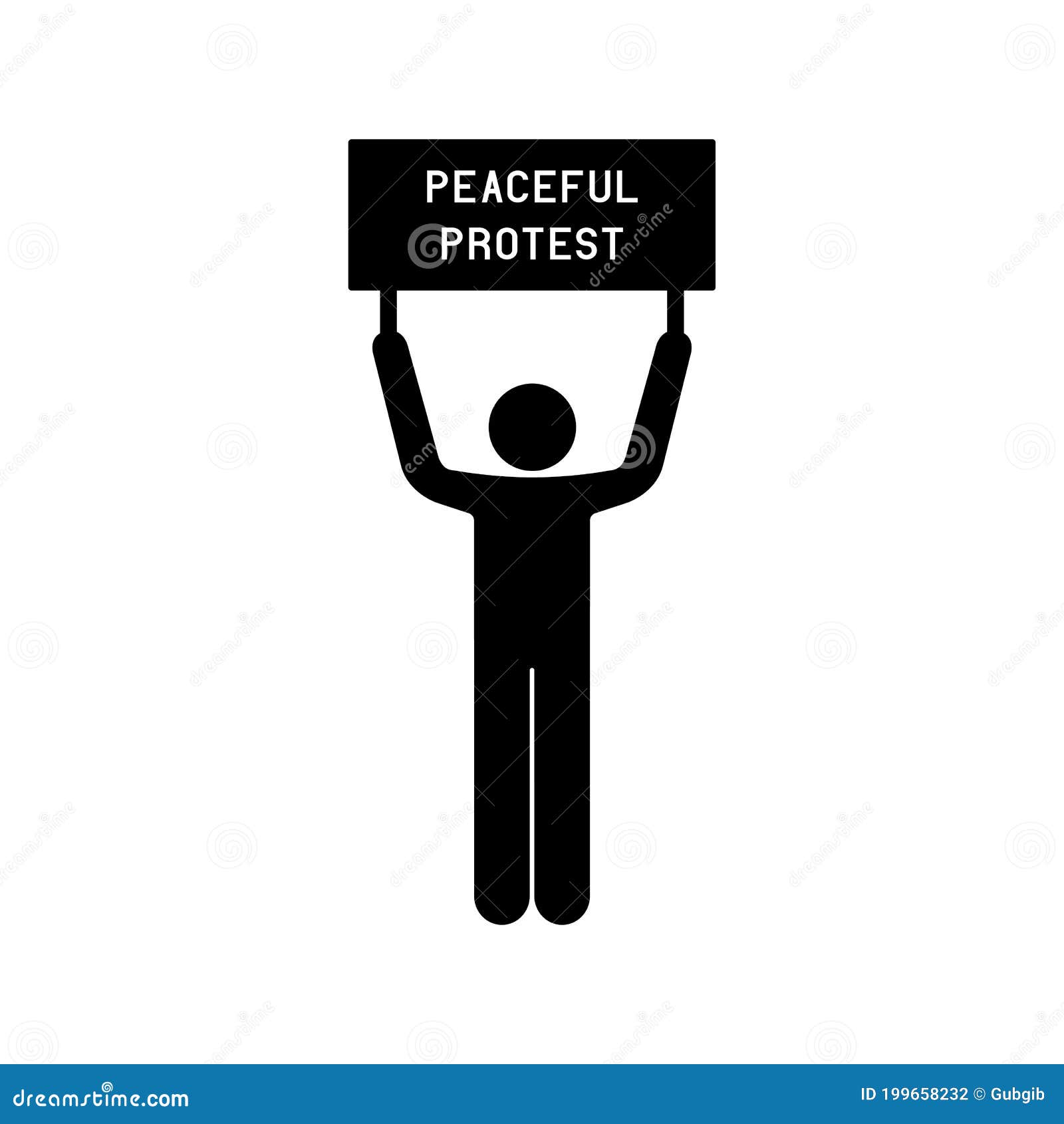 Man Holding Banner Sign with Peaceful Protest Word Stock Vector ...
