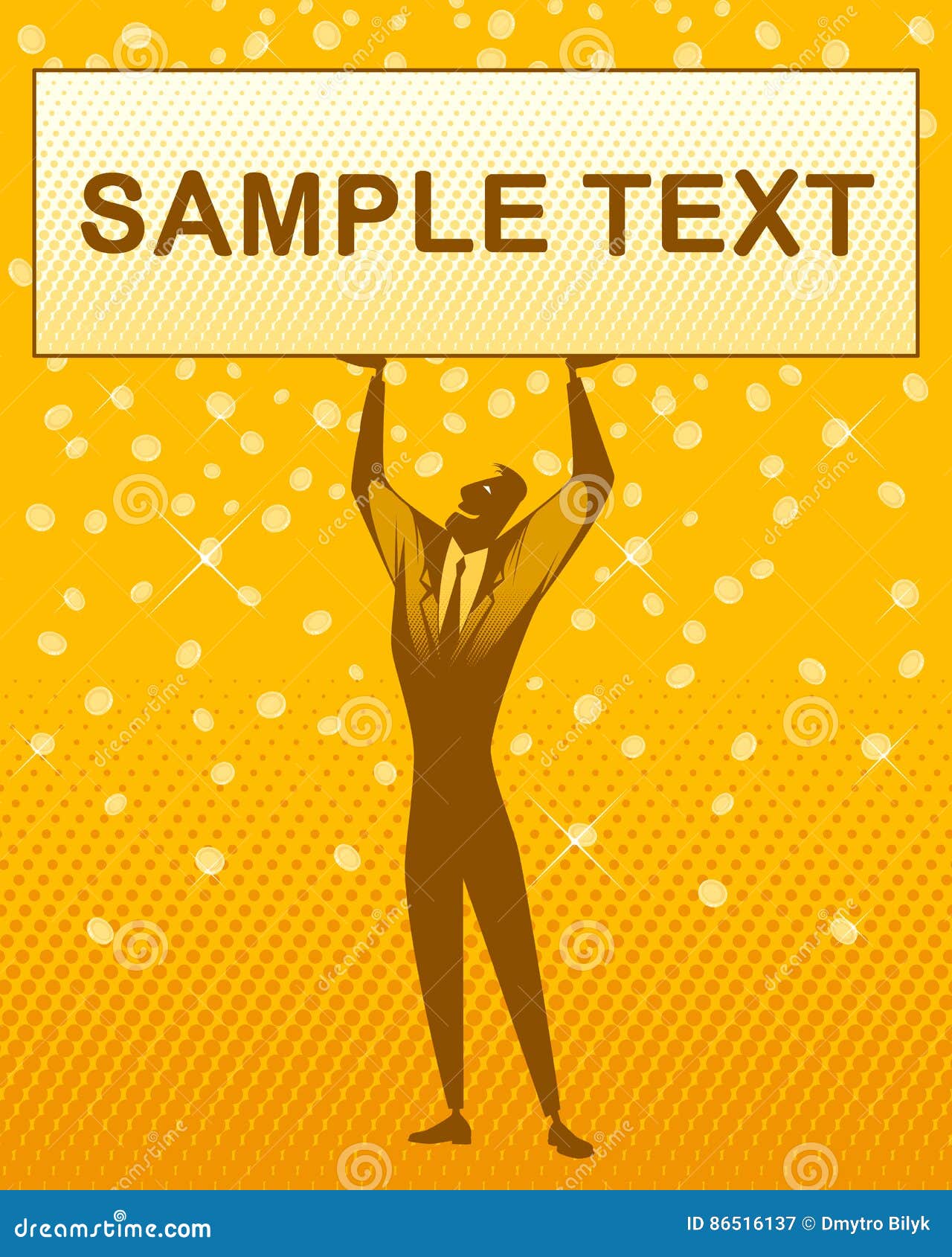 Man holding banner stock vector. Illustration of character - 86516137