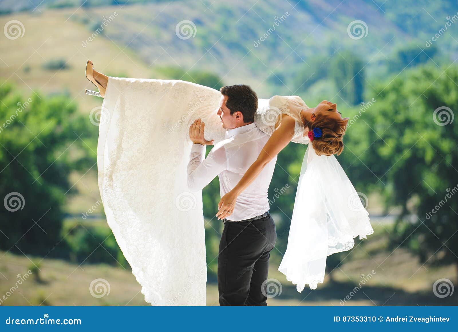 Man Holding Beloved Over Shoulder Stock Photo - Image of hand, beauty ...