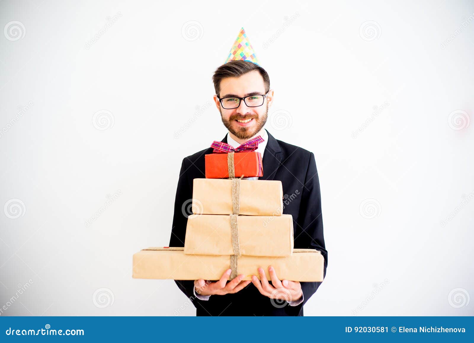 Man Holding Birthday Presents Stock Image - Image of greeting ...