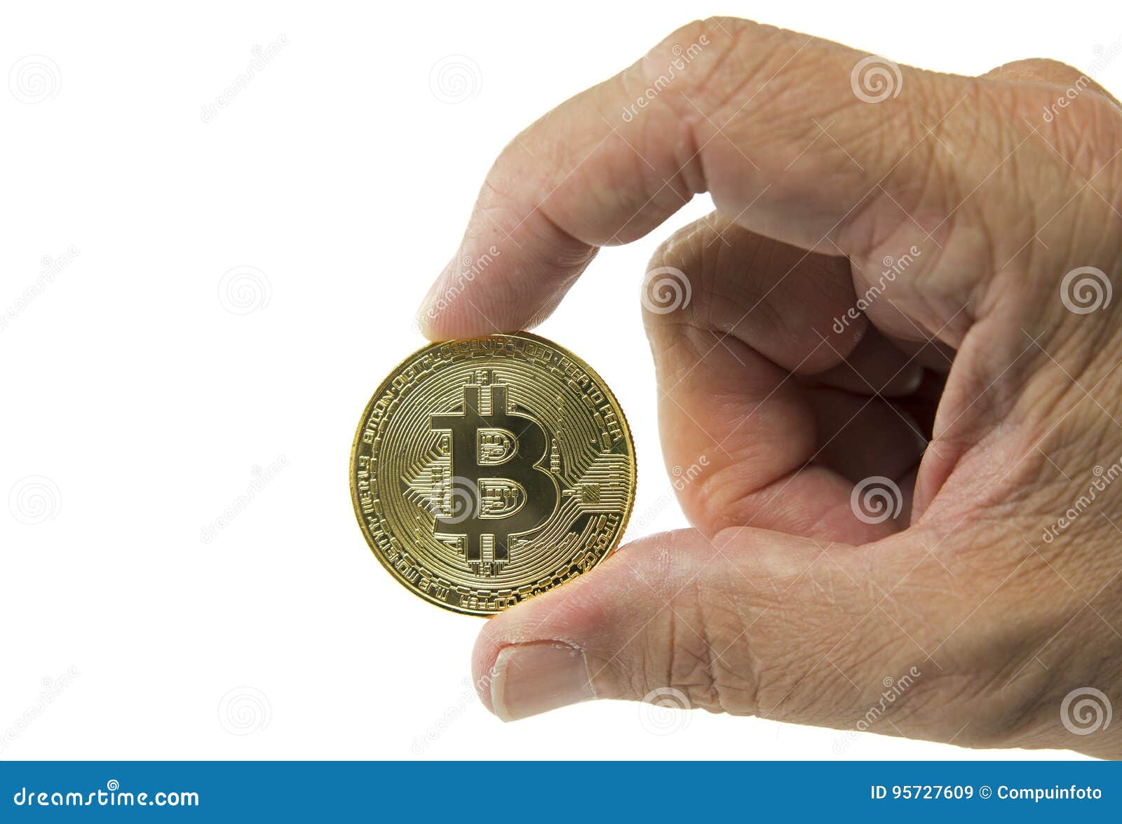 Man Holding Bitcoin in Hand Stock Image - Image of banking, currency ...