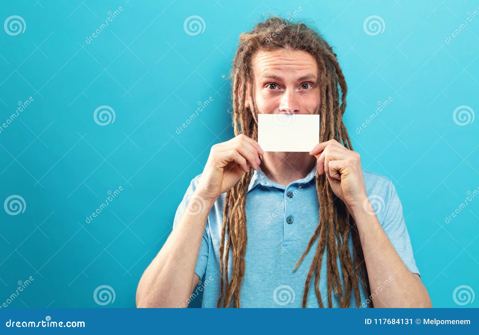 Man Holding a Blank Message Card Stock Image - Image of color ...