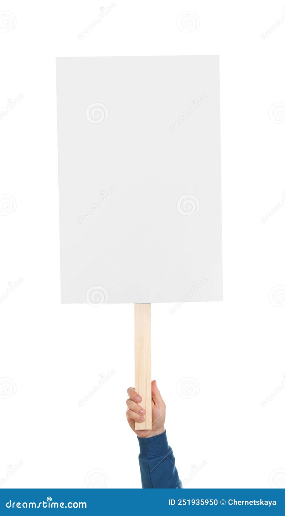 Man Holding Blank Protest Sign on White Background, Closeup Stock Photo ...