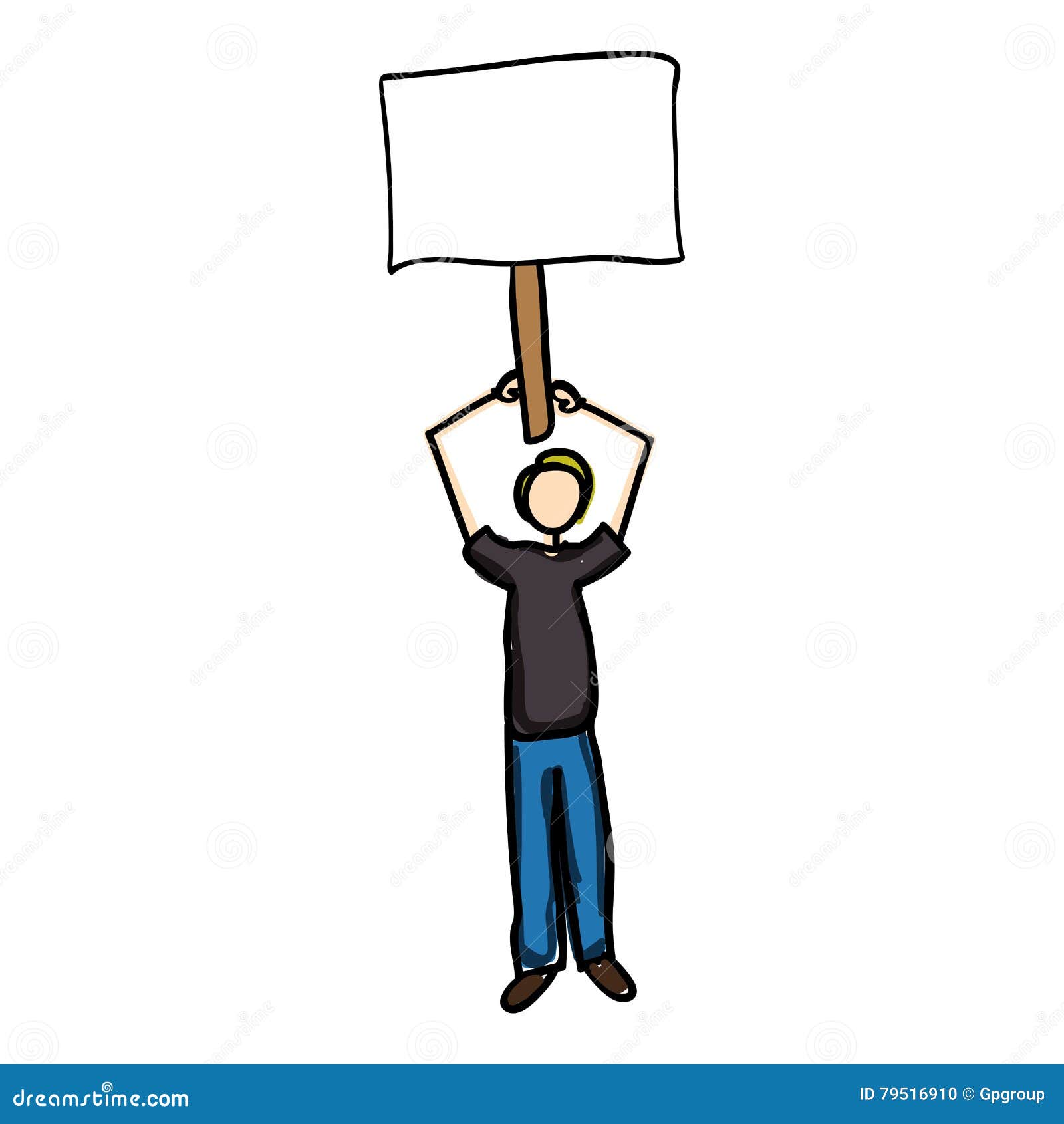 Man Holding Blank Sign Cartoon Icon Image Stock Vector - Illustration ...