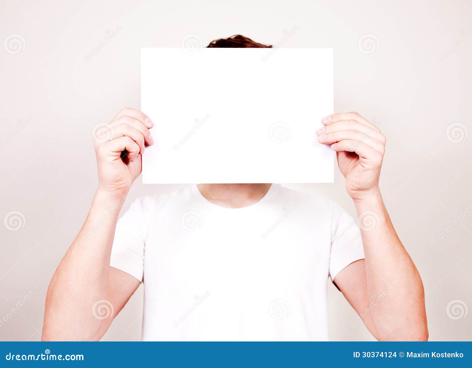 Man holding blank sign stock photo. Image of full, isolated - 30374124