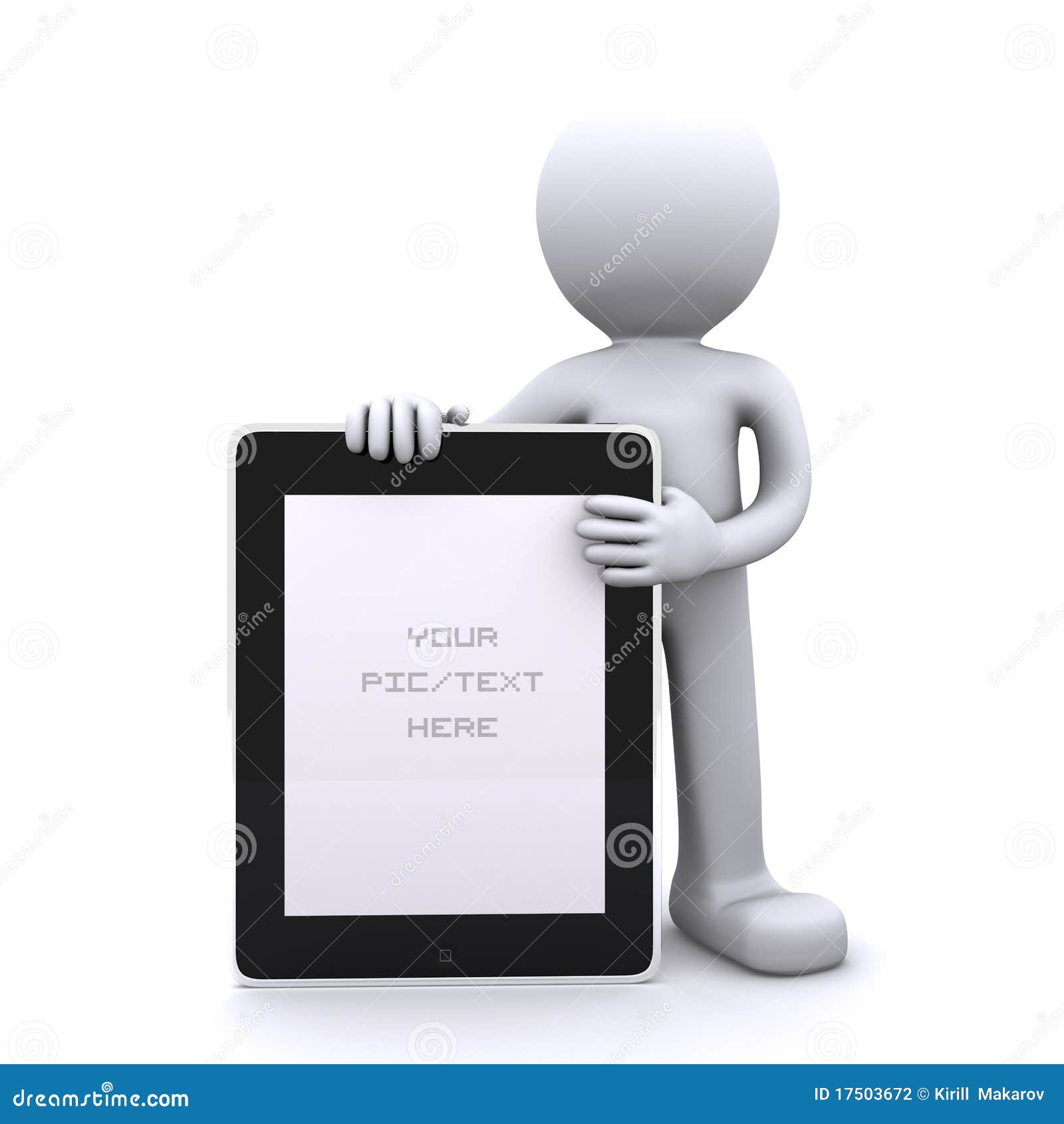 Man Holding a Blank Tablet Pc. Advertising Concept Stock Illustration ...