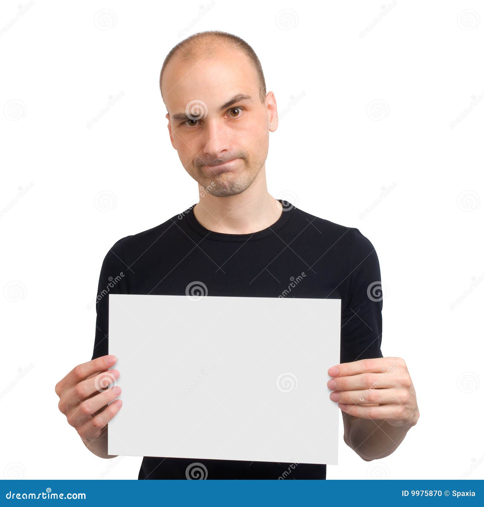 Man Holding Blank White Card Stock Photo - Image of holding, board: 9975870