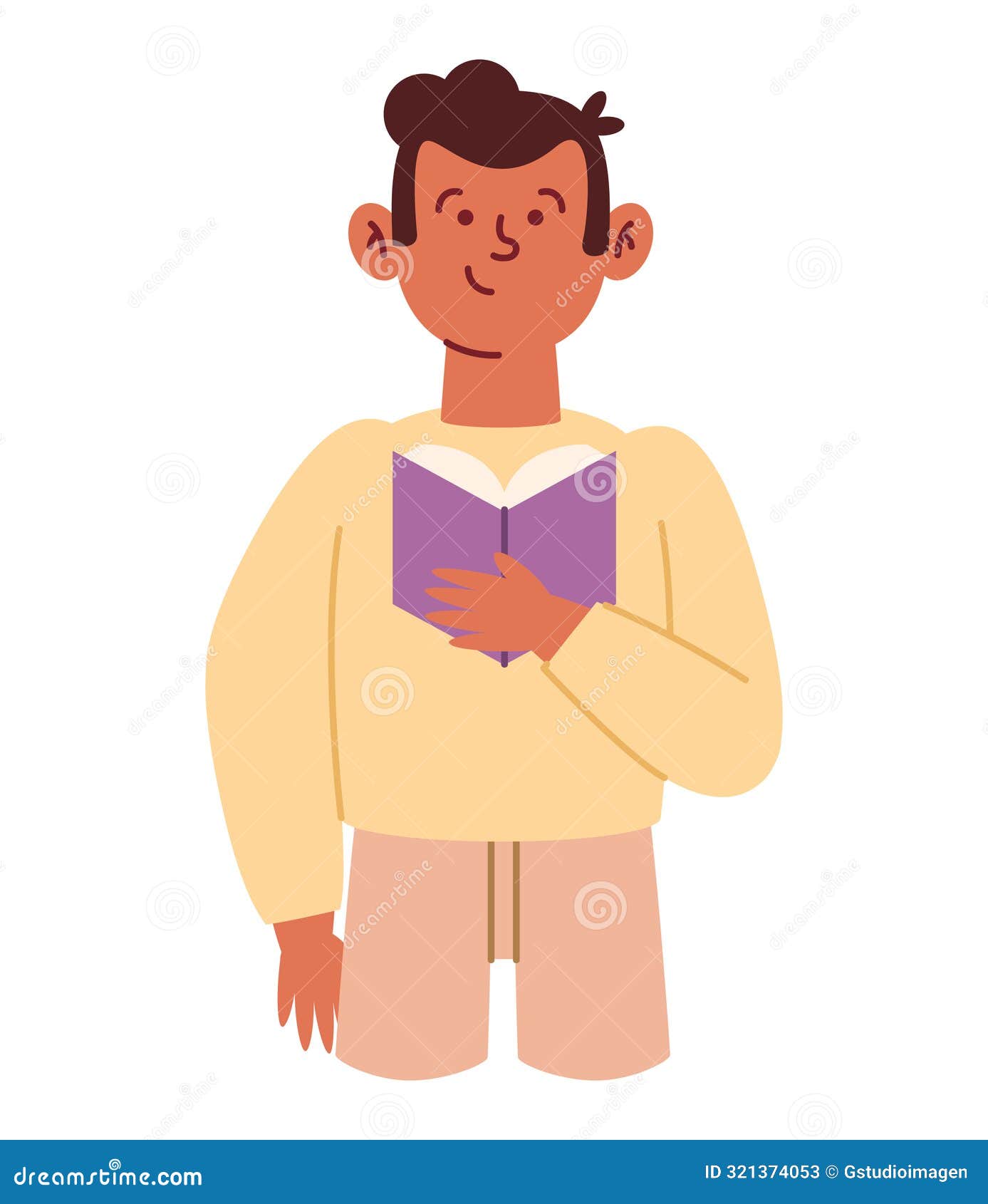 Man Holding Book with Left Hand Stock Illustration - Illustration of ...