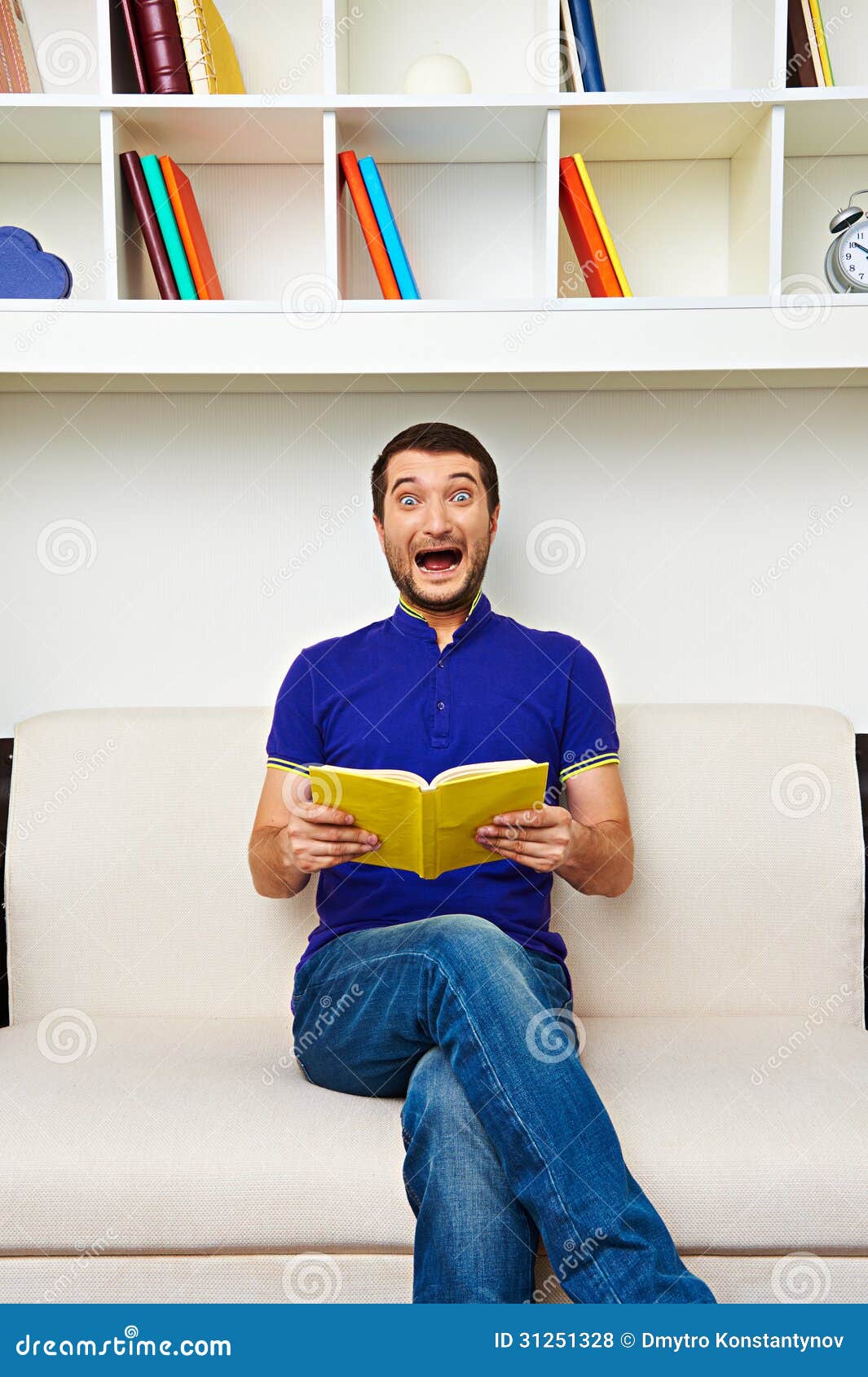 Man Holding the Book and Screaming Stock Photo - Image of house ...
