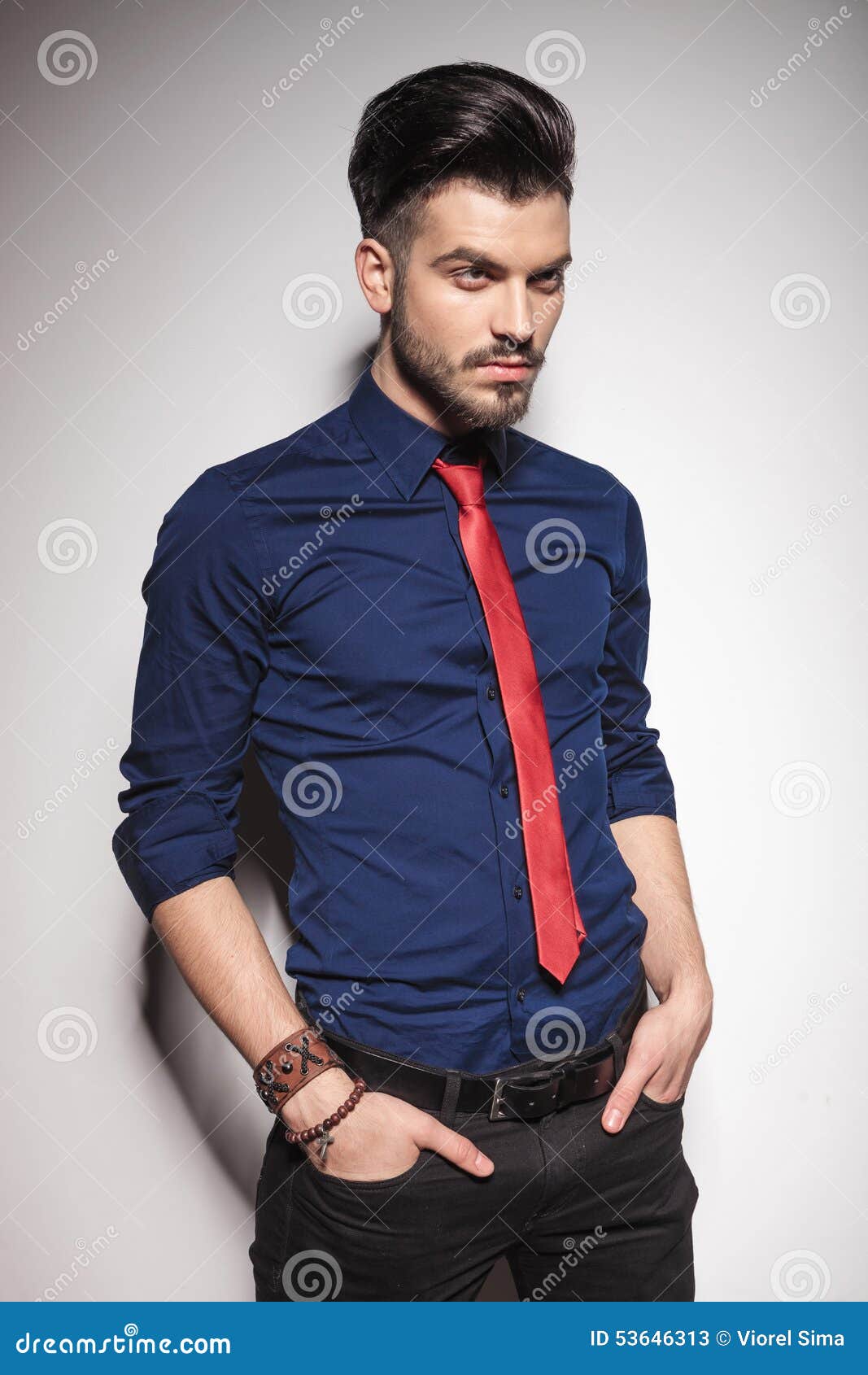 Man Holding Both Hands in Pockets Stock Image - Image of hairstyle ...