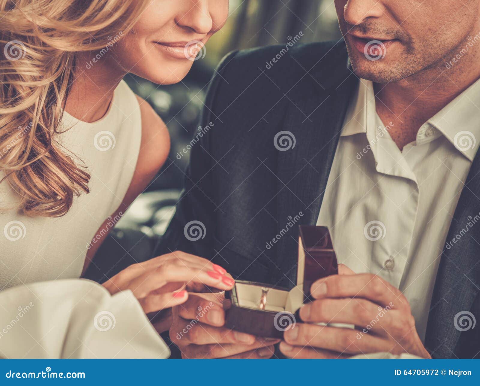 Man Holding Box with Ring Making Propose. Stock Photo - Image of lover ...