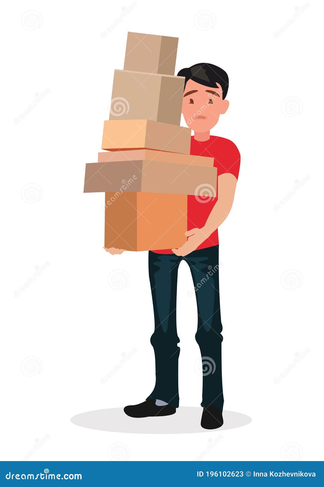 Man is Holding Boxes on a White Background. Stock Vector - Illustration ...