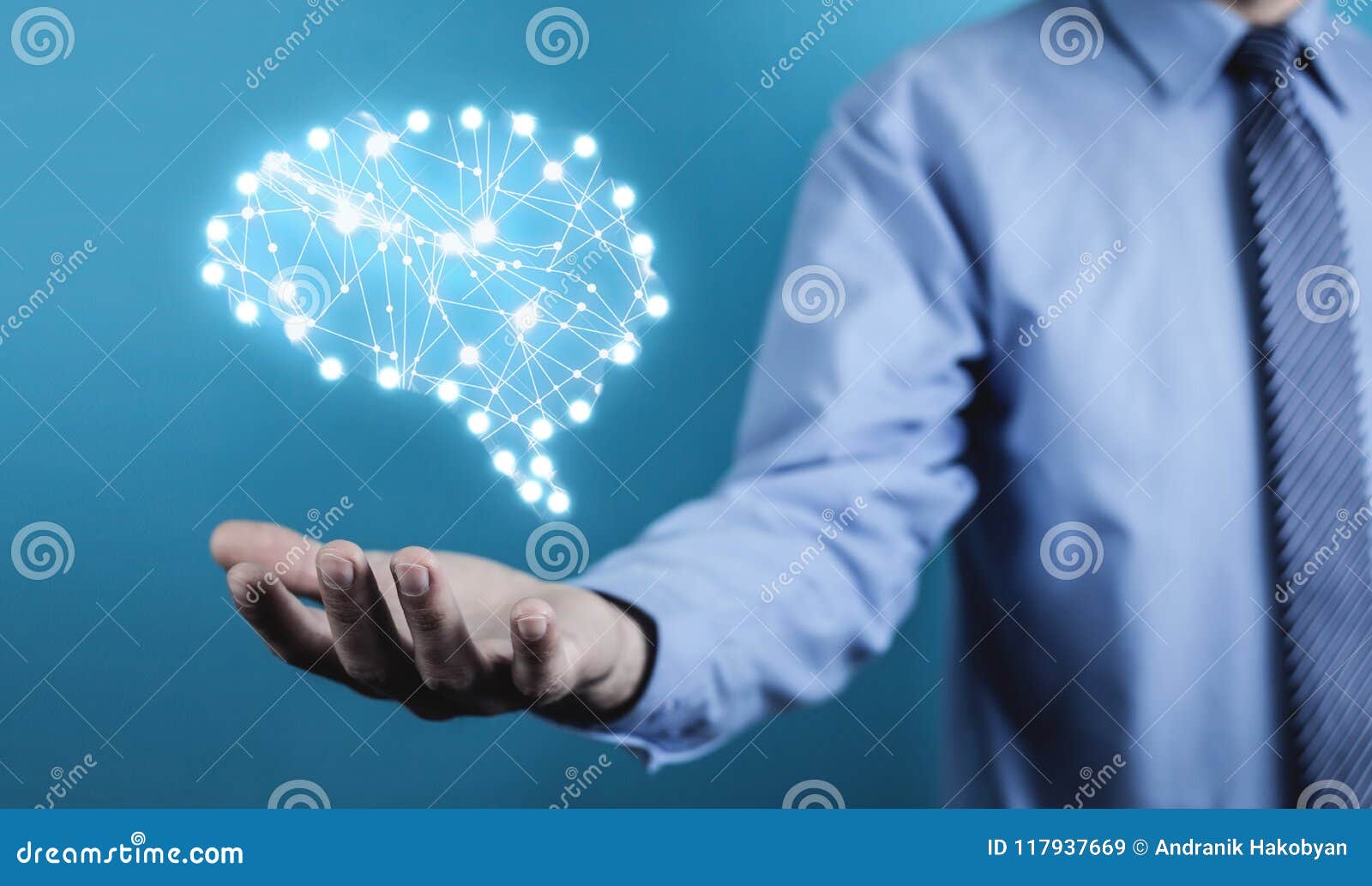 Man Holding Brain. Inspiration and Creativity Concept Stock Image ...